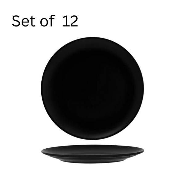 Bonna Notte Round Coupe Plate 270x30mm. Black, coupe-shaped plate ...