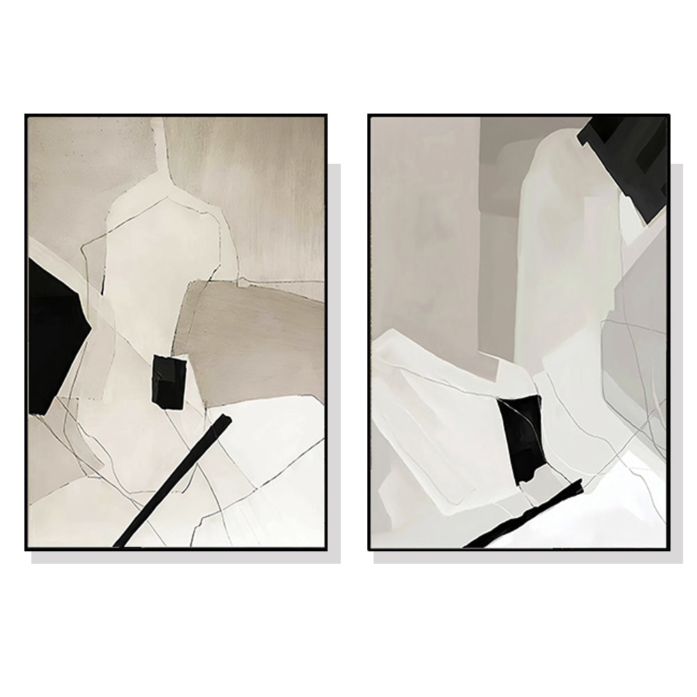Artime Wall Art 50cmx70cm Modern Abstract 2 Sets Black Frame Canvas ...