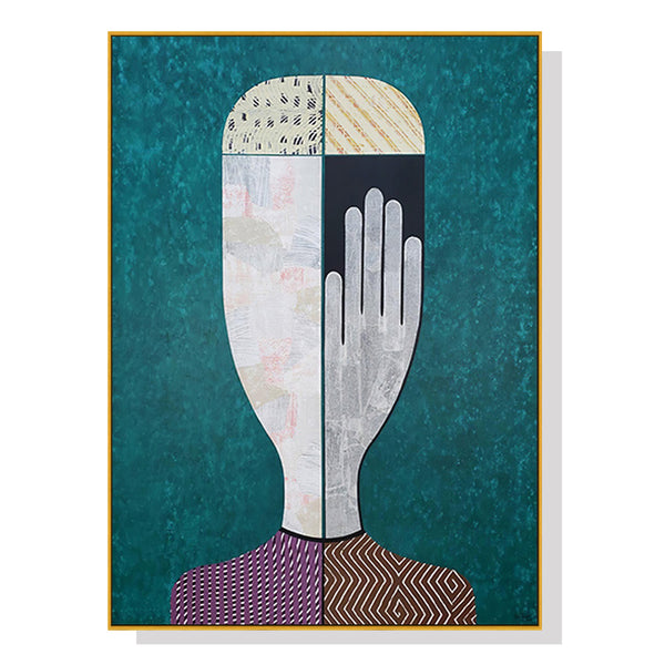 Artime Wall Art 60cmx90cm Abstract Man Gold Frame Canvas – King of Knives
