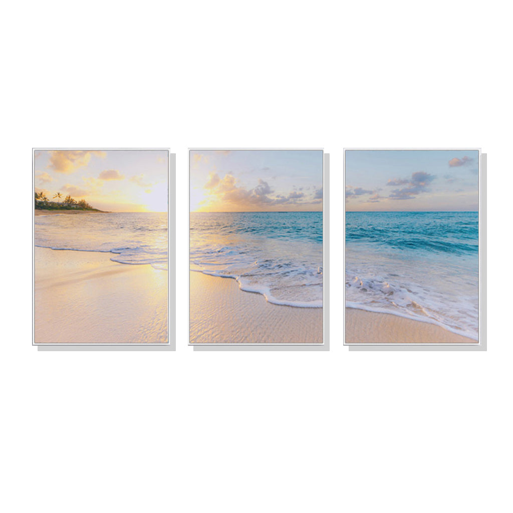 Artime Wall Art 50cmx70cm Ocean and beach 3 Sets White Frame Canvas ...