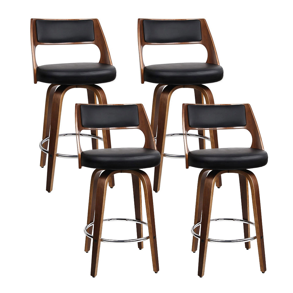 Artiss 4x Swivel Leather Bar Stools 76cm – Black PU Seat – King of Knives