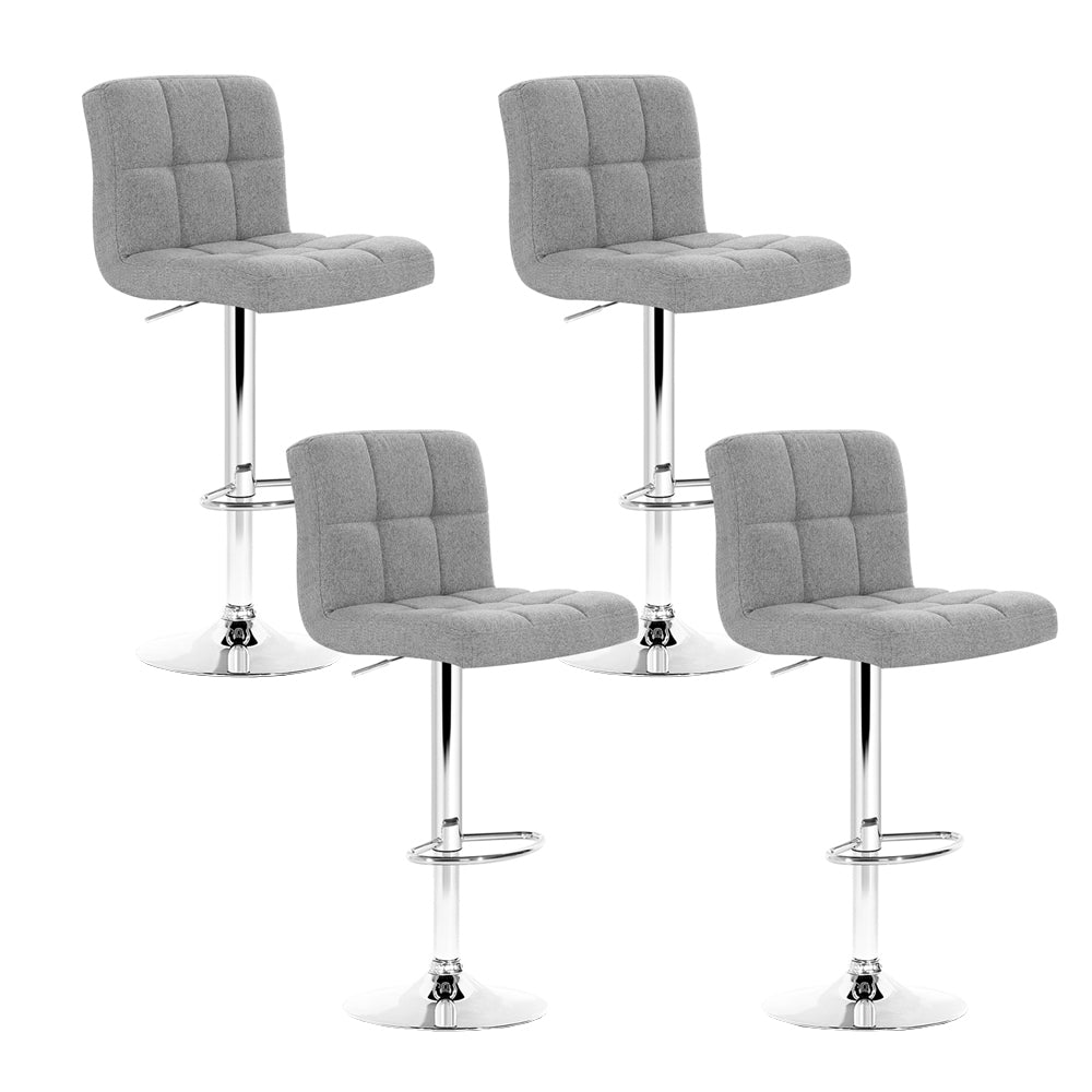 Artiss 4x Grey Bar Stools – Gas Lift with Chrome Base – King of Knives
