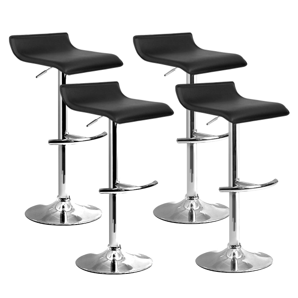 Artiss 4× Adjustable Gas‑Lift Bar Stools in Black PU Leather – King of ...