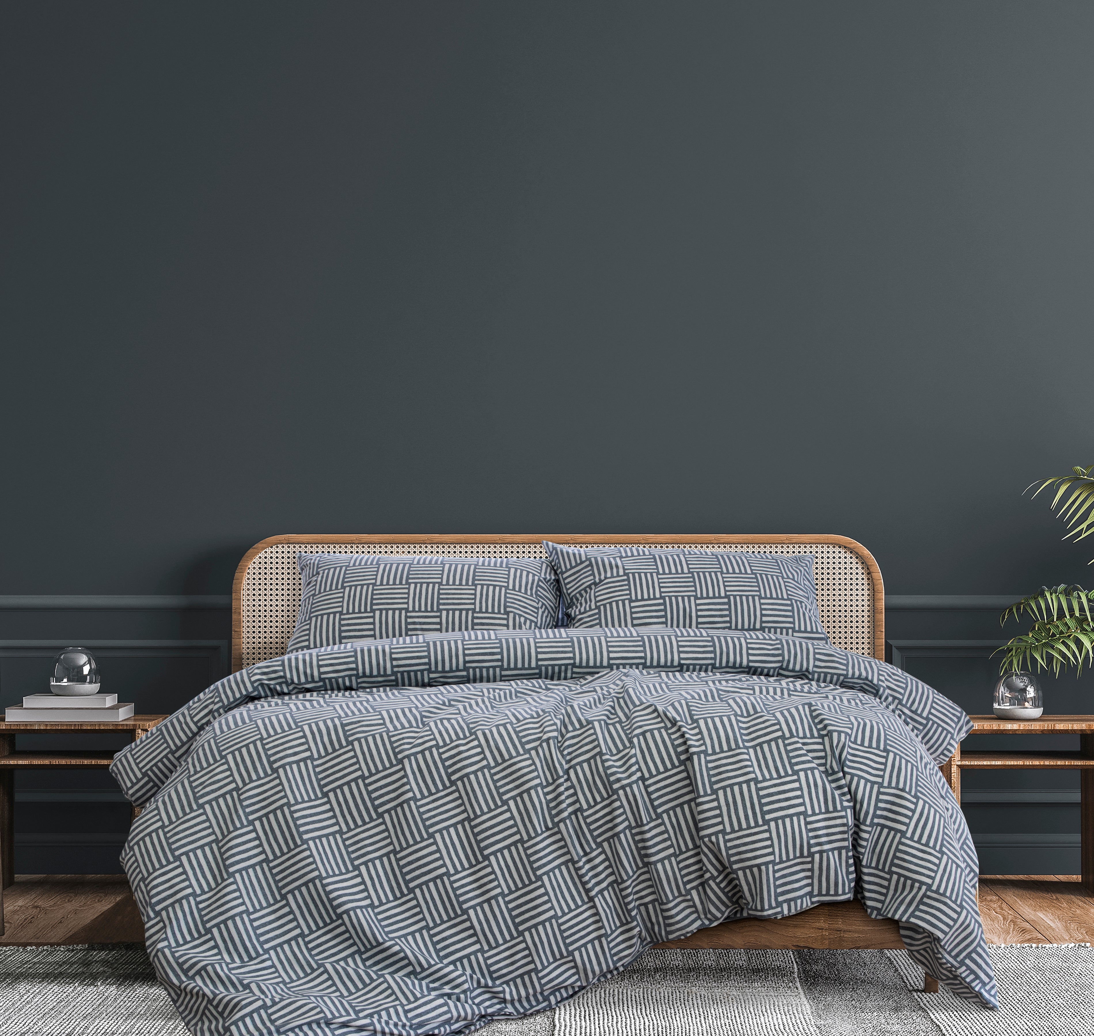 Fletcher King Quilt Cover Set by Ardor Boudoir – Faded Indigo Geo ...